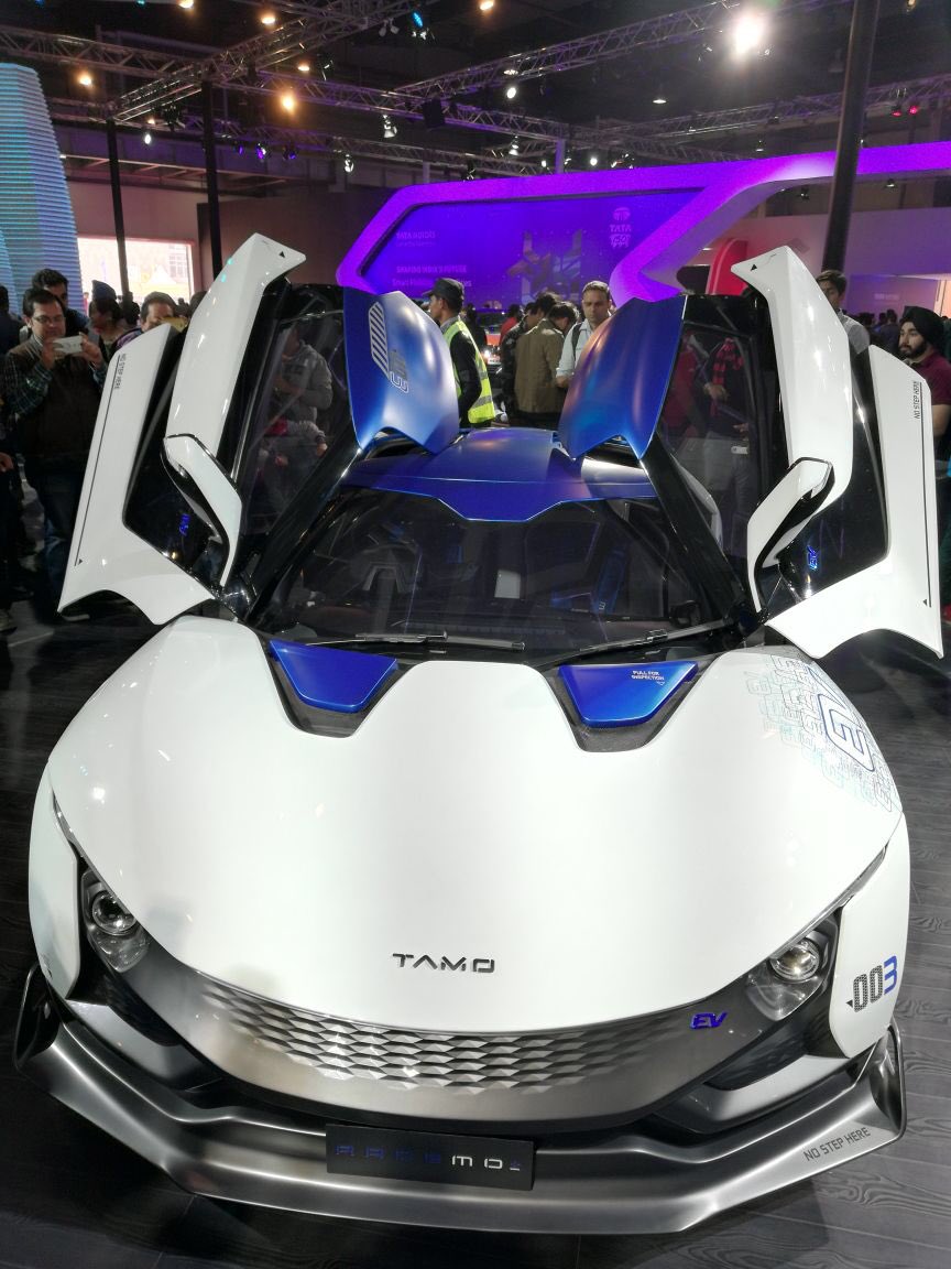 Tata Tiago EV, Tigor EV and Tamo Racemo± displayed at 2018 Auto Expo